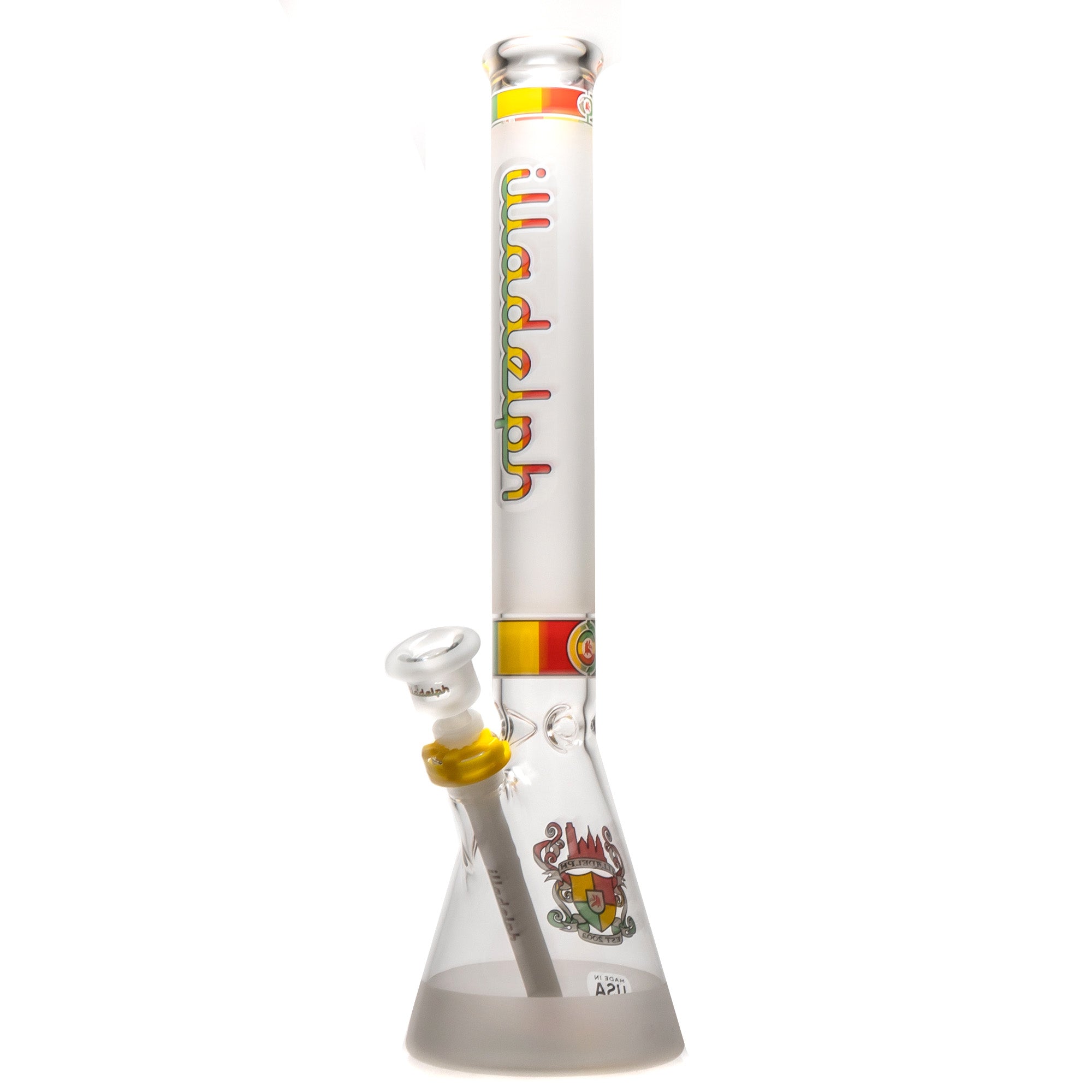 Illadelph - Medium Beaker - Frosted Signature Series - Rasta & White ...