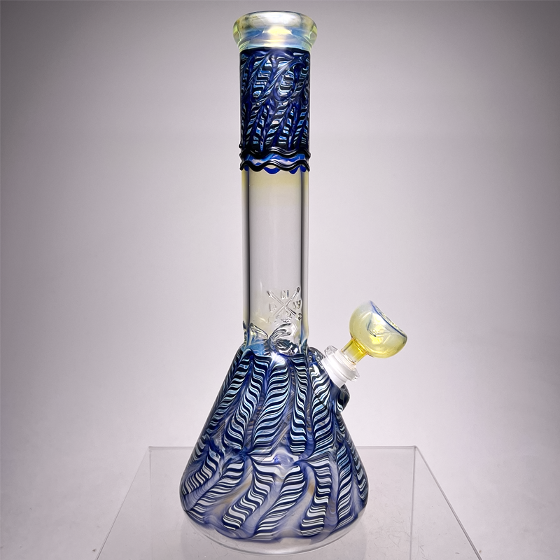 Mary Jane's Glass Studio - 12" Beaker - 38x4 - Fume W&R Dark Blue - The ...