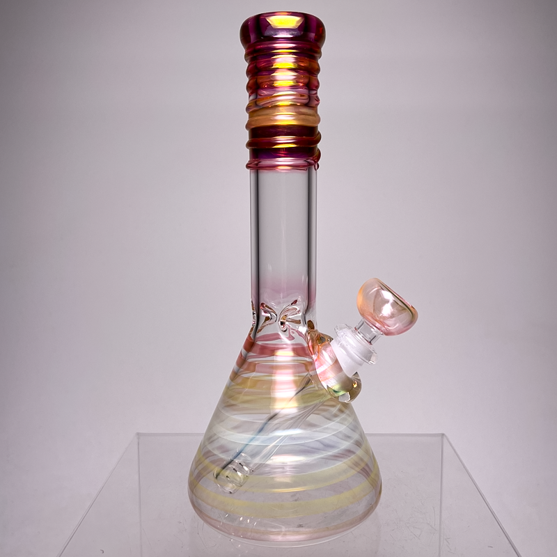 Mary Jane's Glass Studio - 9" Beaker - 32x4 - Silver & Gold Fume - The Cave