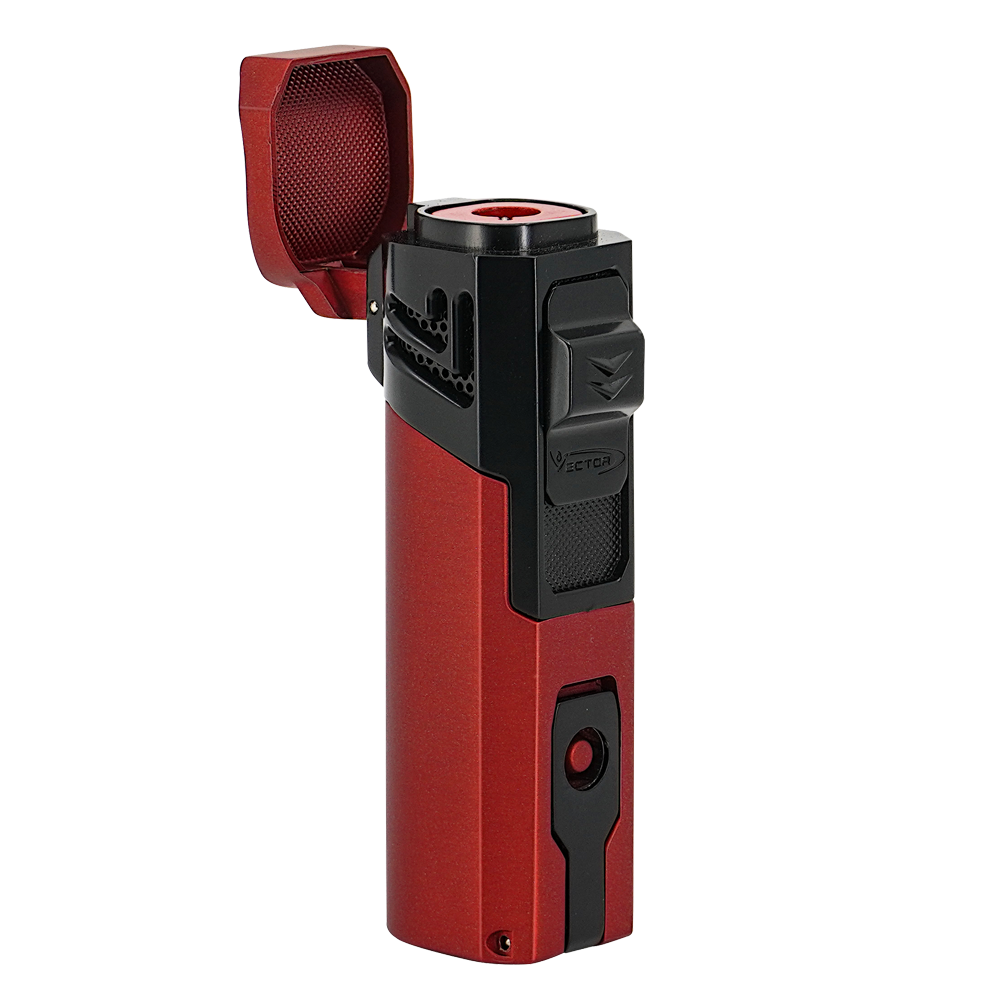 Vector - Caliper - Single Flame Torch Lighter w/ Punch - Red Rubber Ma ...