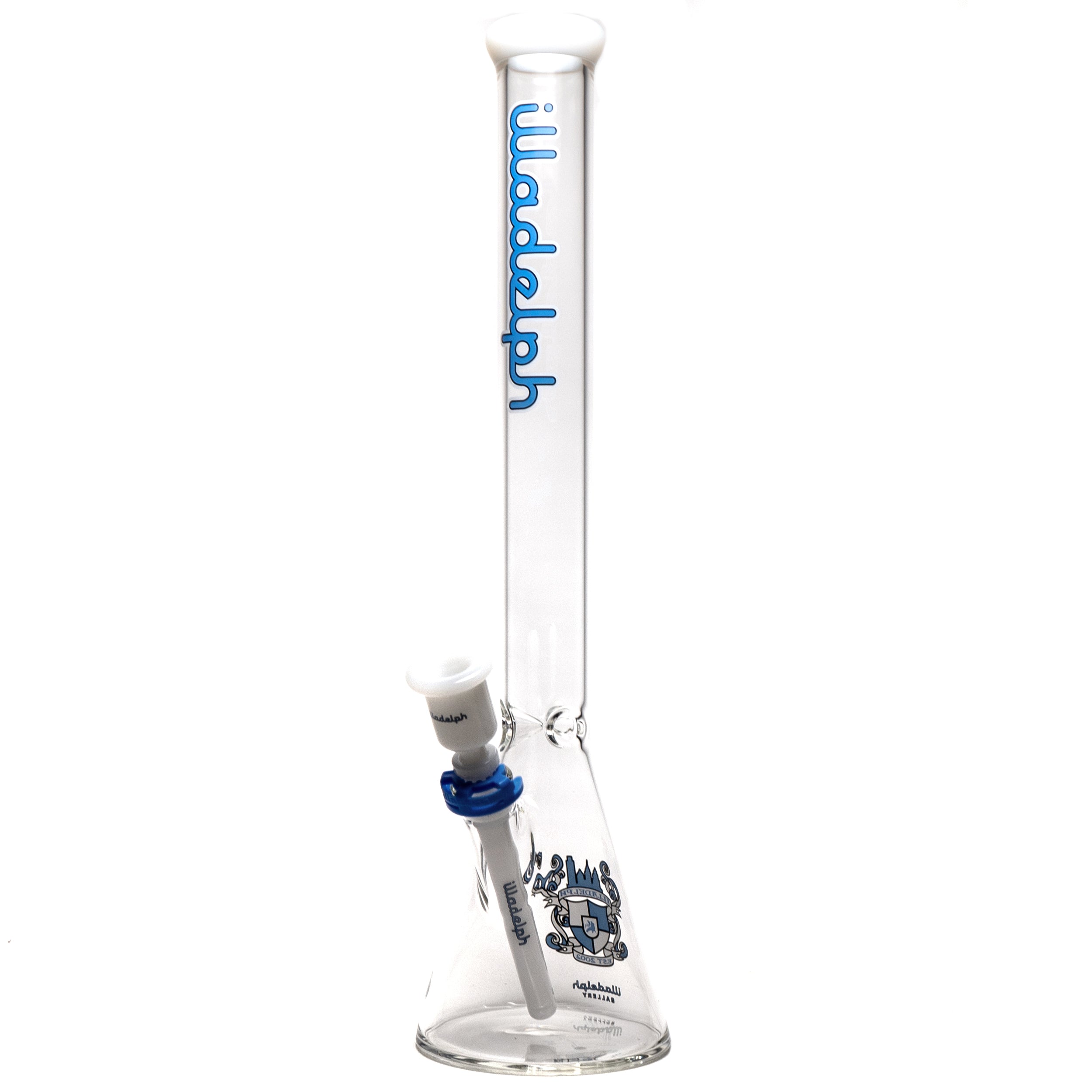 Illadelph - Tall Beaker - Blue & White Label - White Bead Accent 5mm ...