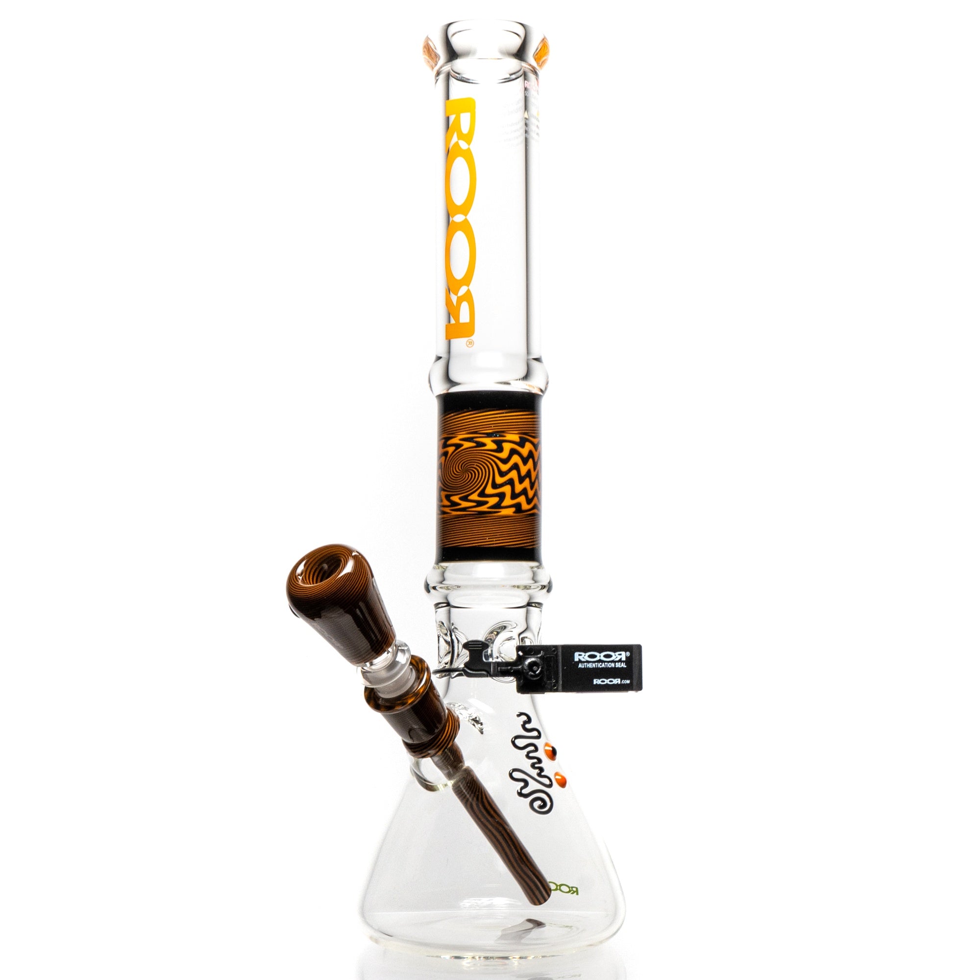 ROOR.US x Chase Adams - 18" Worked Beaker - 50x5 - Orange & Black Reve ...