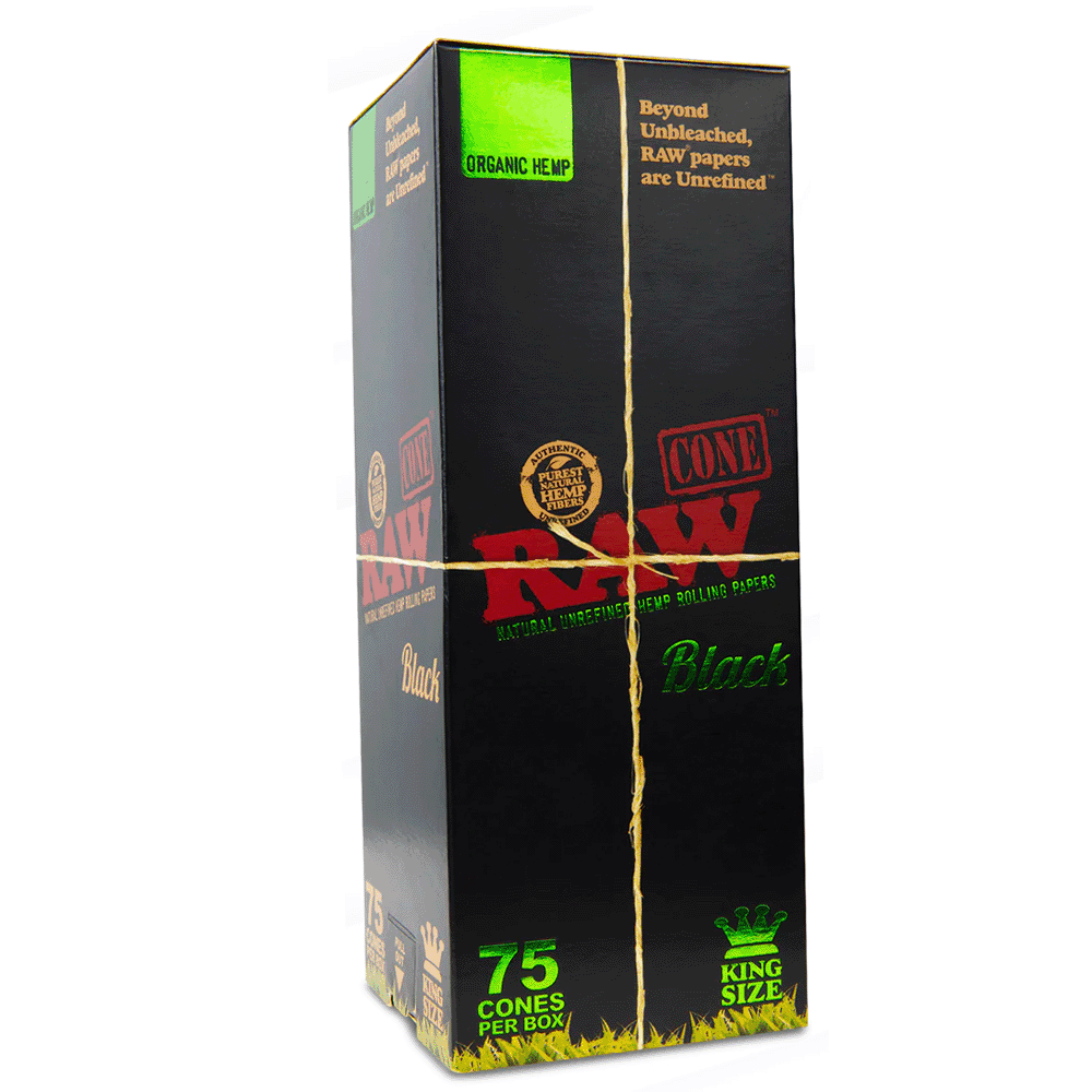 RAW - King Size Black Organic - Cone Box 75ct - The Cave